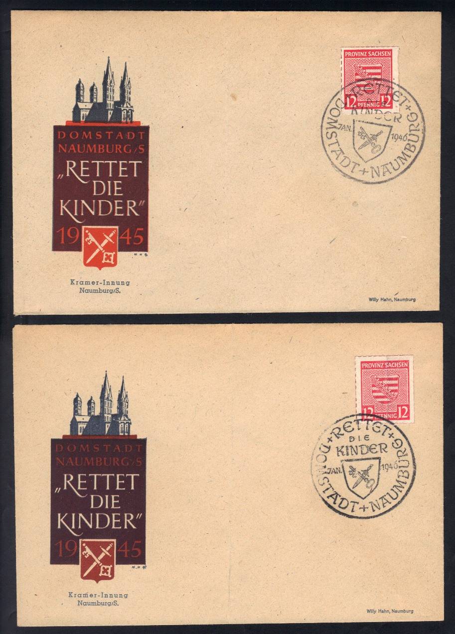 Naumburg 6 I + II auf 2 Briefen der Kramer-Innung